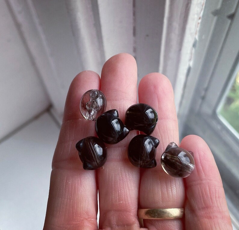 Inky Gray Crystal Round Acrylic Cat Head Smoky Topaz Beads 12mm (12) - Etsy