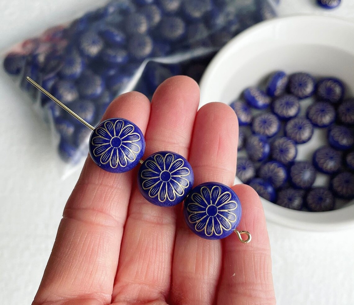 Carved Etched Royal Blue Gold Acrylic Coin Pillow Floral | Etsy