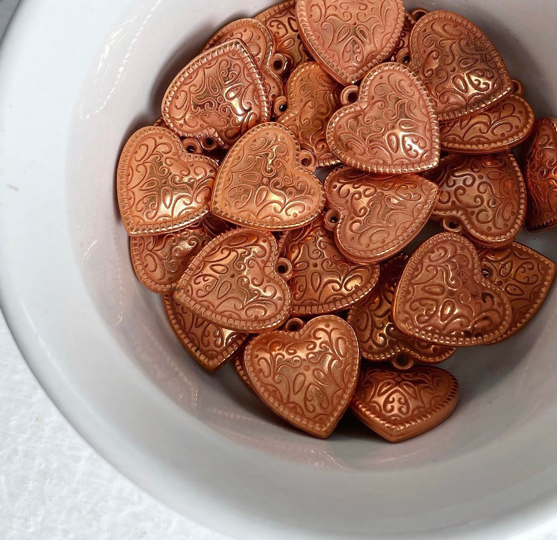 Vintage Copper Heart Ornate Etched Pendant Charms Beads 22mm (12) - Etsy