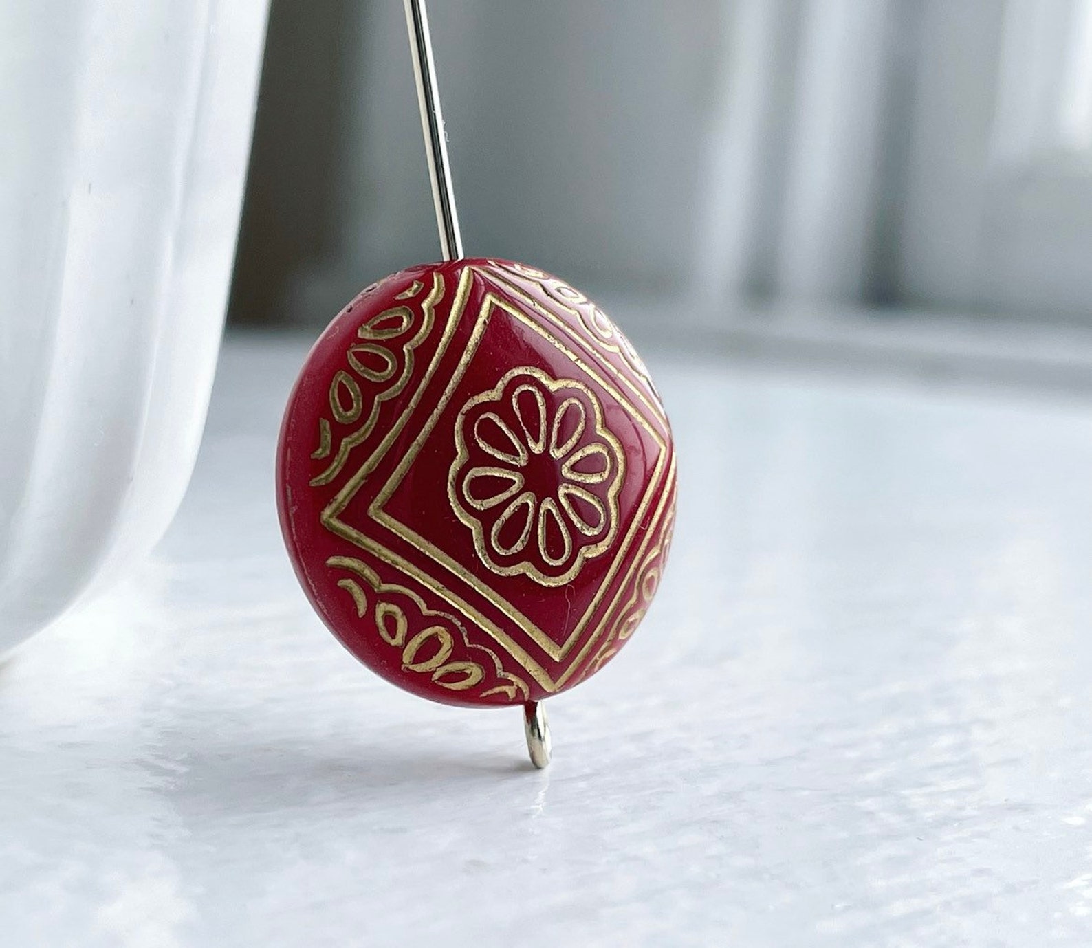 Carved Etched Red Gold Coin Pillow Beads 21mm 10 - Etsy