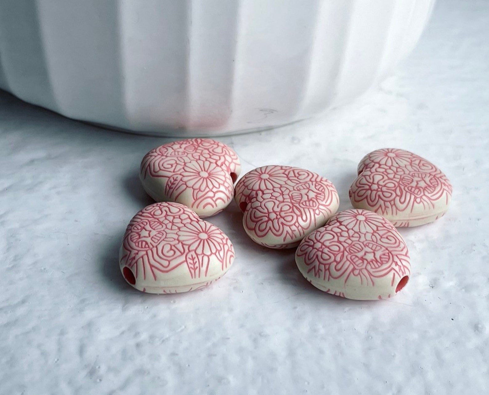 Pink Ivory Etched Heart Opaque Acrylic Beads 16mm (8) - Etsy