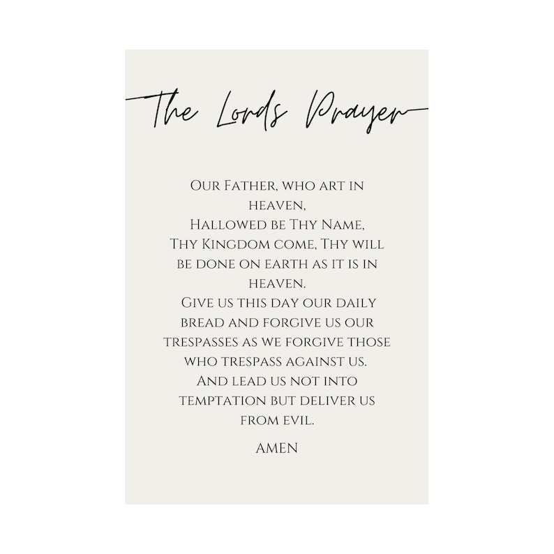 The Lords Prayer Poster, Christian Wall Art, Bible Verse, Scripture ...