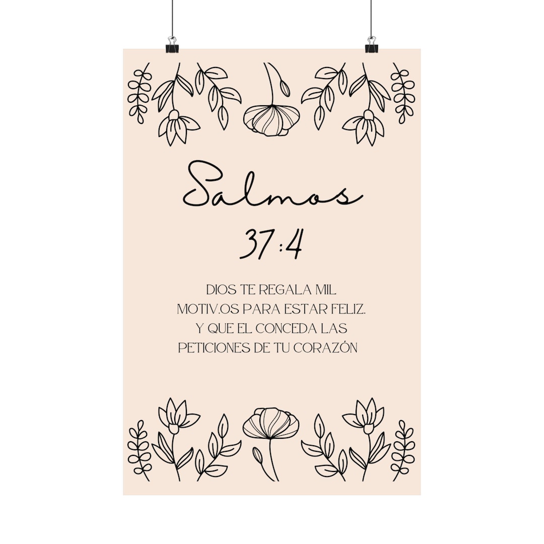Salmos 37:4 Poster, Bible Verse Wall Art, Christian Wall Art, Bible ...
