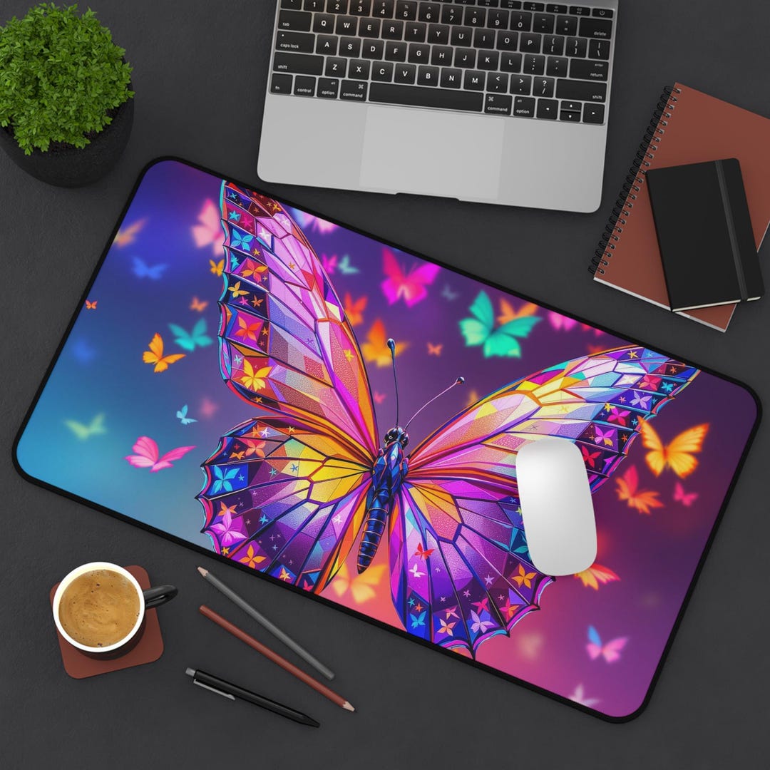 Colorful Butterfly Desk Mat | Vibrant Butterfly Mouse Pad - Etsy