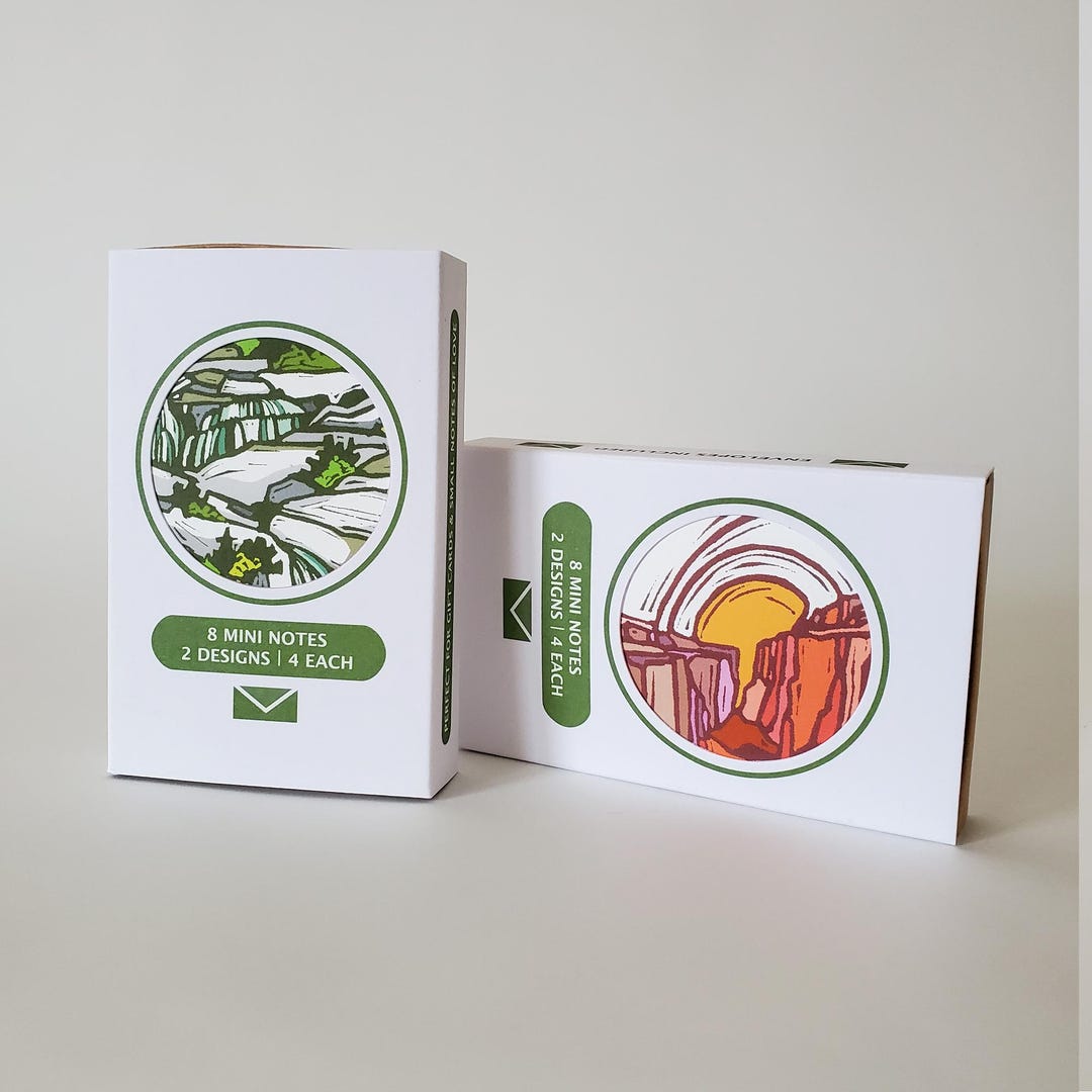 Mountain Waterfall Tiny Notes With Envelope, Mini Note Cards With ...