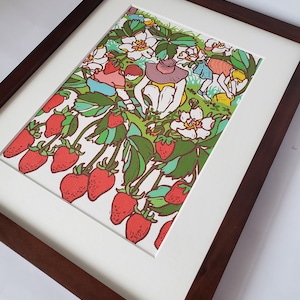 Small Strawberry Art Print, 8.5x11 Small Framed Wall Decor, Strawberry ...