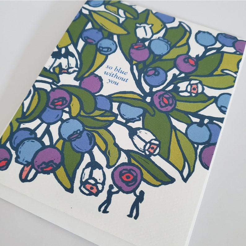 So Blue Without You Friendship Greeting Card, Blueberry Miss You Card ...