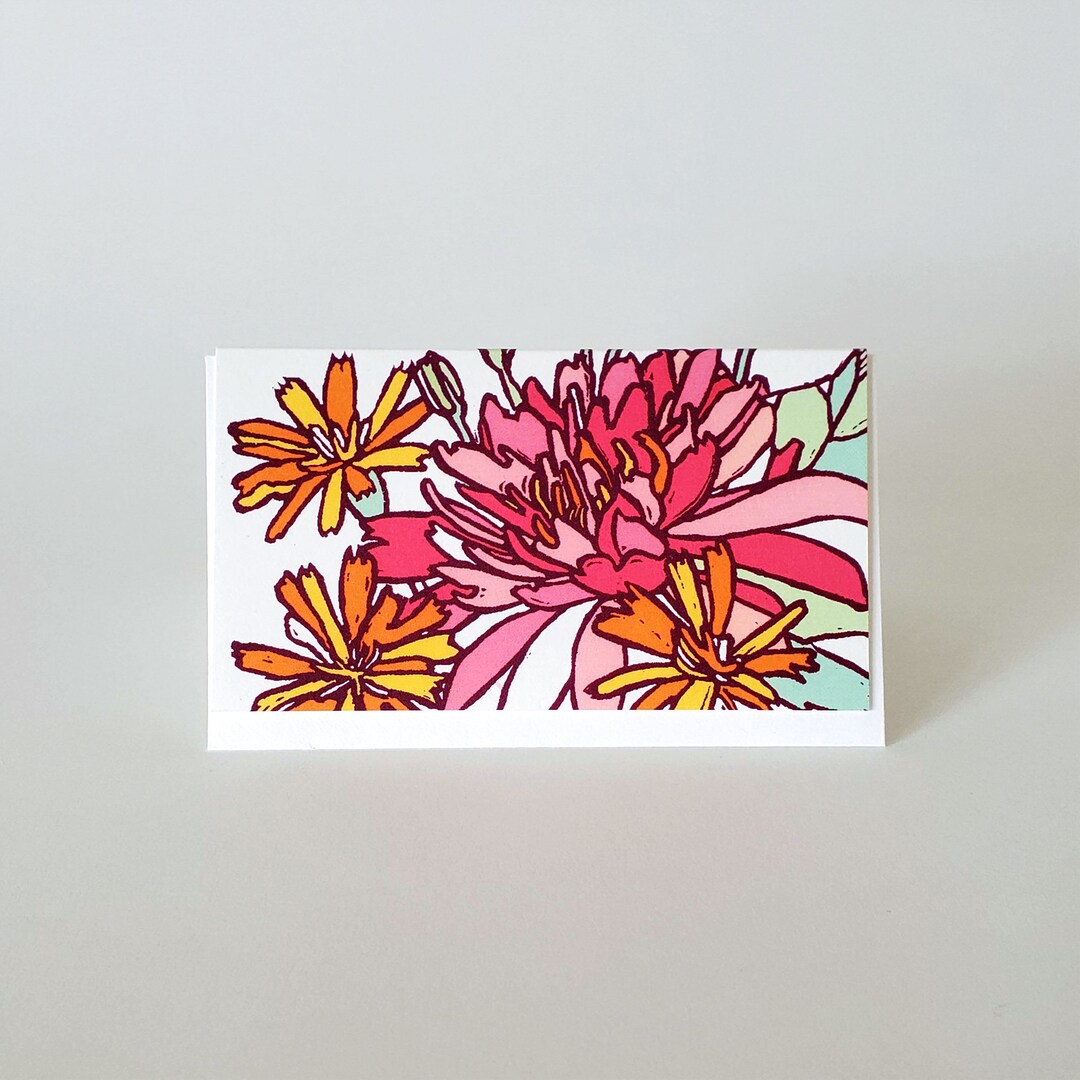 Lotus Flower Tiny Notes With Envelope, Botanical Mini Note Cards With ...