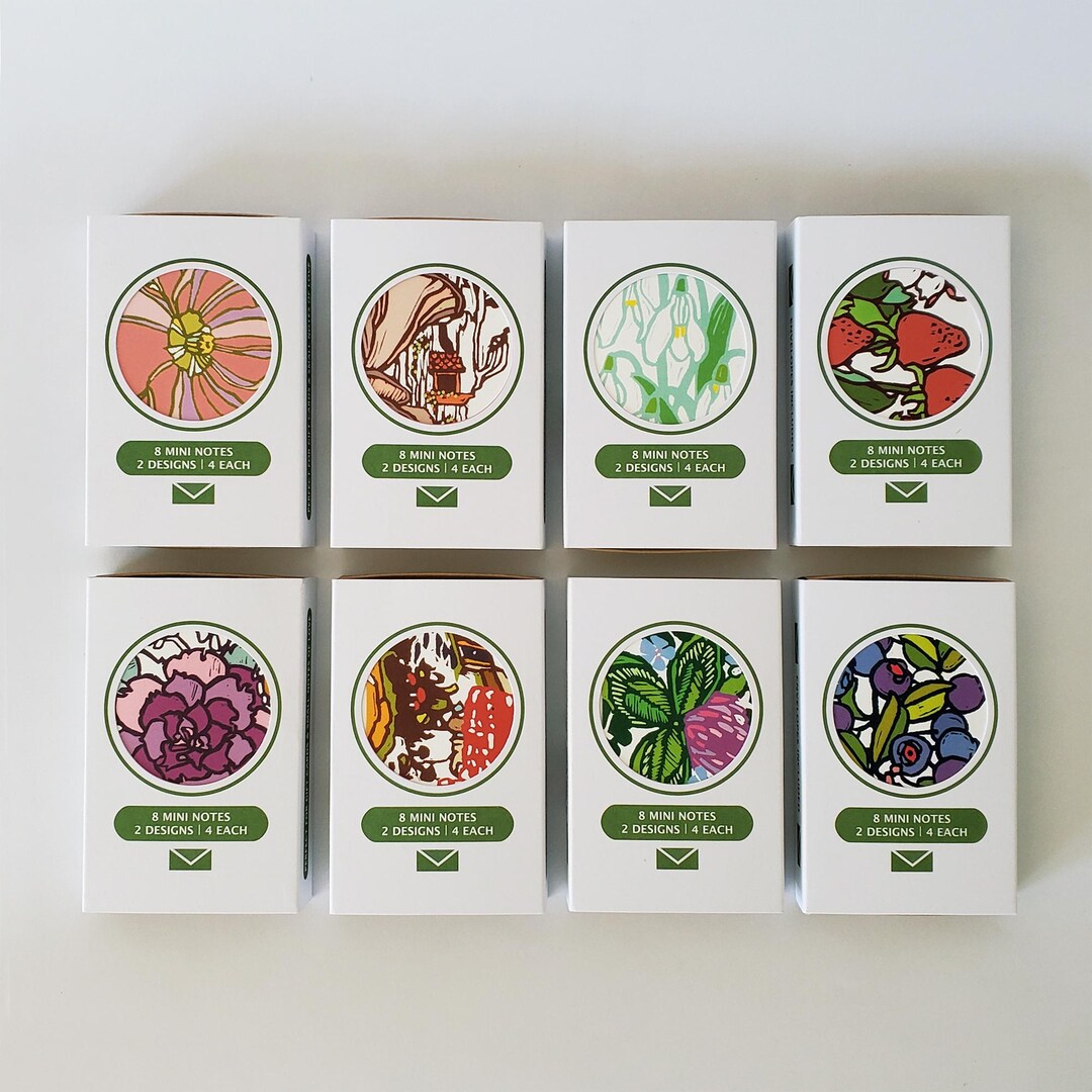 Tiny Note Card Box Set of 8, Stocking Stuffers Under 20, Mini Note Gift ...