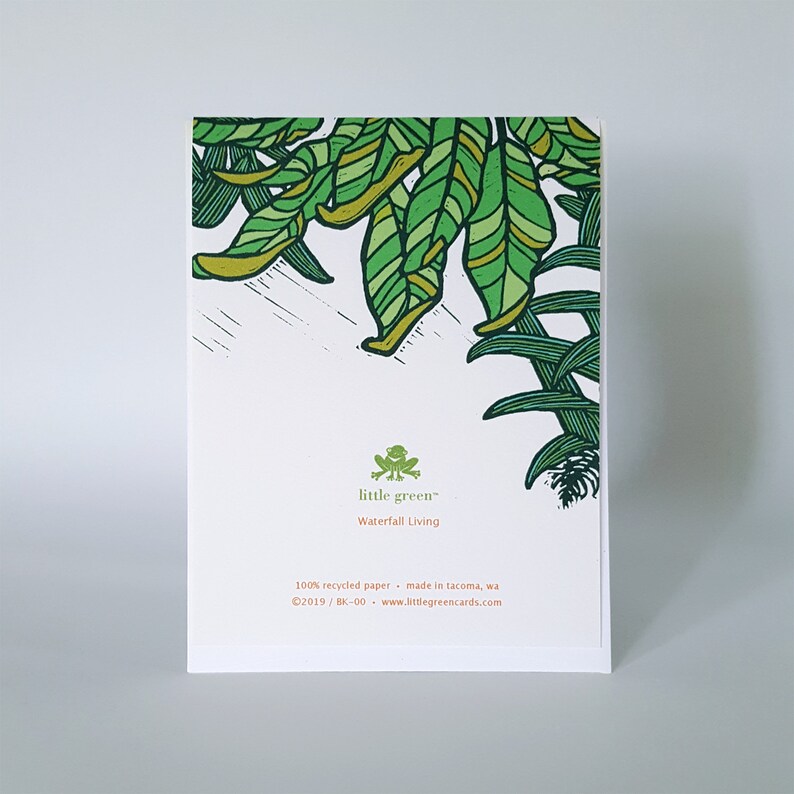 Linocut Waterfall Congratulations Card, Tropical Party College ...