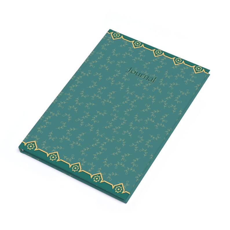 Dark Turquoise Journal, Middle Eastern Graphic, Hardcover Journal (A5 ...
