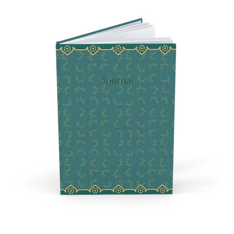 Dark Turquoise Journal, Middle Eastern Graphic, Hardcover Journal (A5 ...