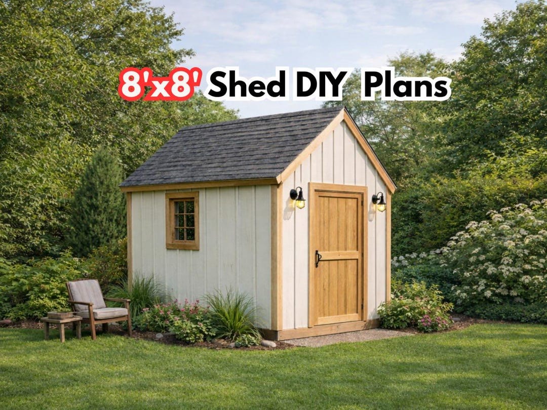 8x8 Shed Plans - DIY Building Guide - Blueprints PDF With Material List ...