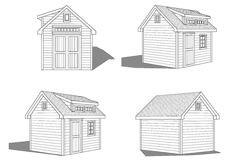 10x12 Garden Shed Plans With Loft: DIY Workshop, Double Doors (PDF) - Etsy