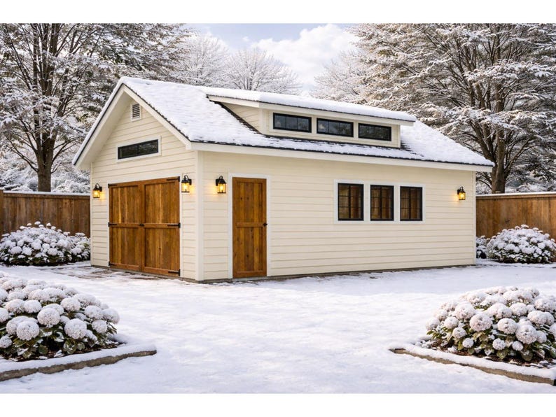 16x24 Storage Shed Plans With Loft, Storage Shed With Double Doors, DIY ...