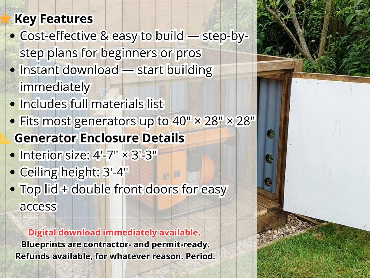 5x3 Generator Shed Plans | DIY Generator Storage PDF | Ventilated Wood ...