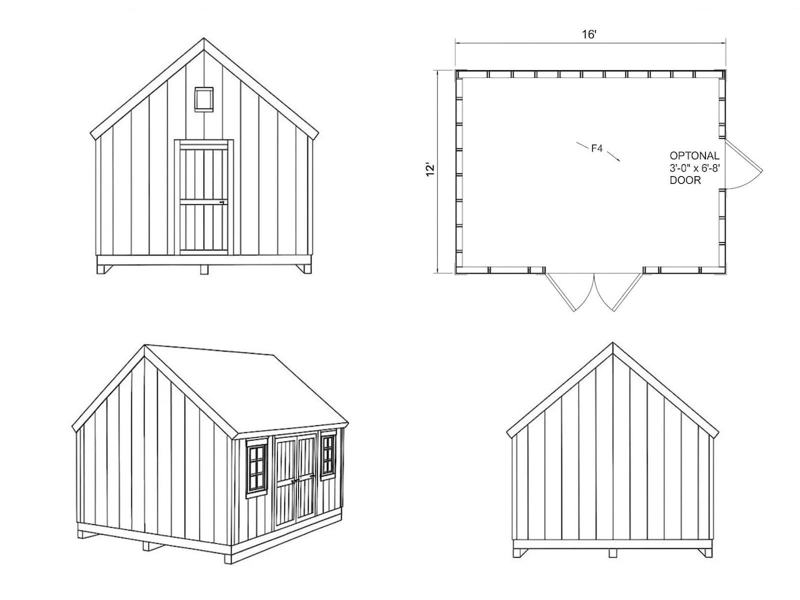12x16 Garden Shed Plans (PDF) – DIY Storage Shed Blueprints With ...