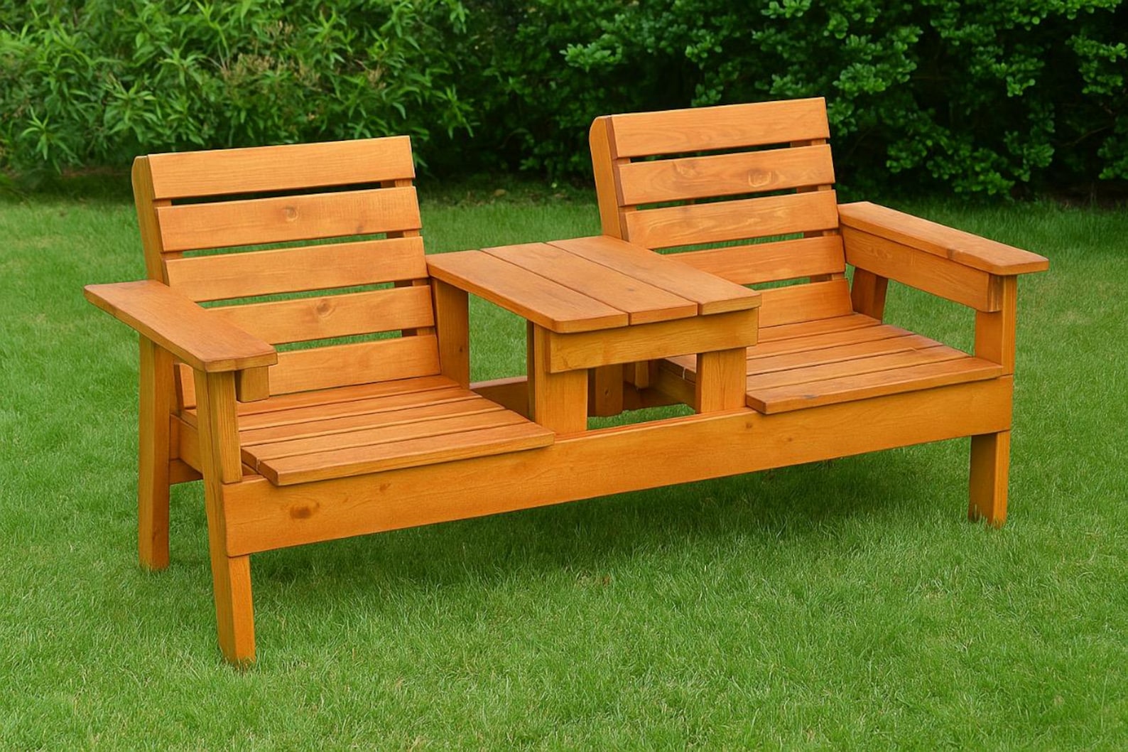 Double Chair Bench With Table Plans | DIY 2-seat Cedar Bench ...