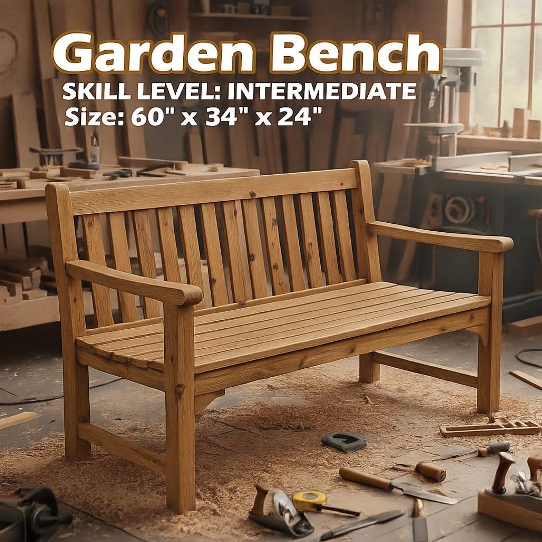 Garden Bench Plans PDF | 60" X 24" Bench Plans - Etsy