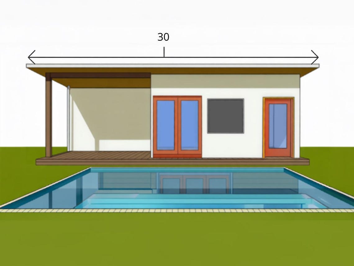 12x30 Pool House Plans | 12'x30' Pool Shed Plans - DIY Modern Shed ...
