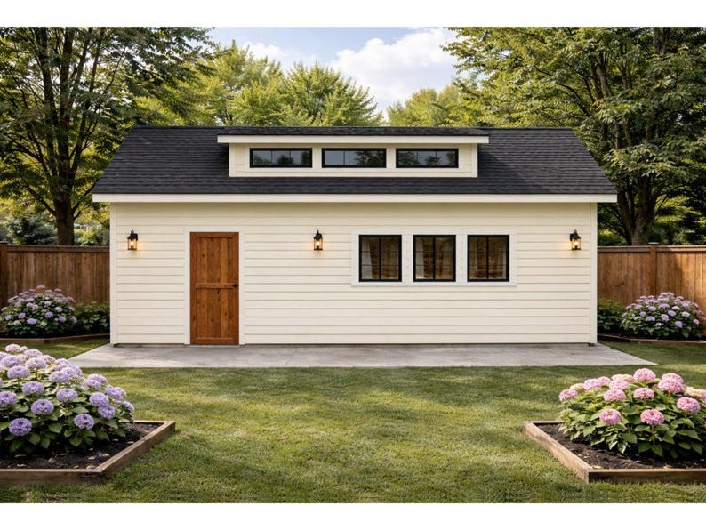 16x24 Storage Shed Plans With Loft, Storage Shed With Double Doors, DIY ...