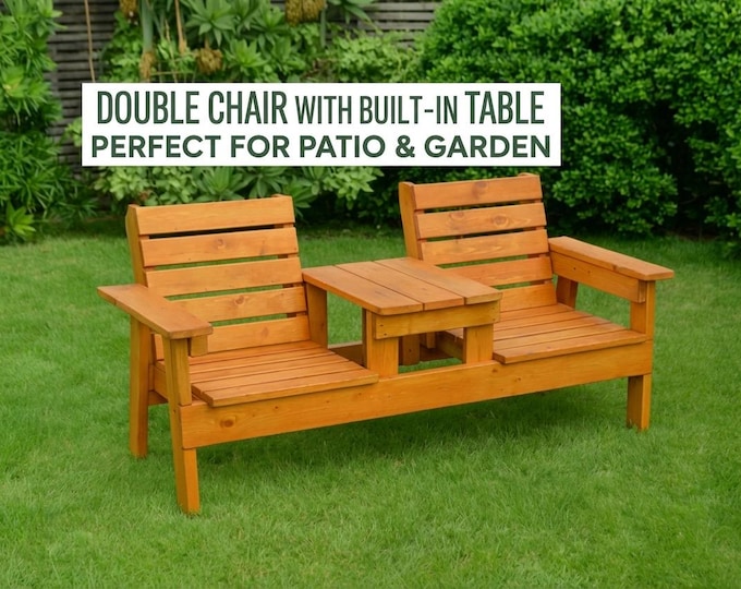 Double Chair Bench With Table Plans | DIY 2-seat Cedar Bench ...