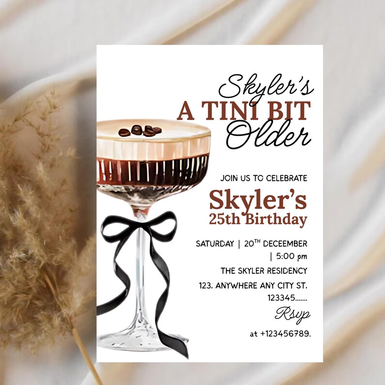 Plantilla de invitación de cumpleaños para Espresso Martini: Cóctel ...