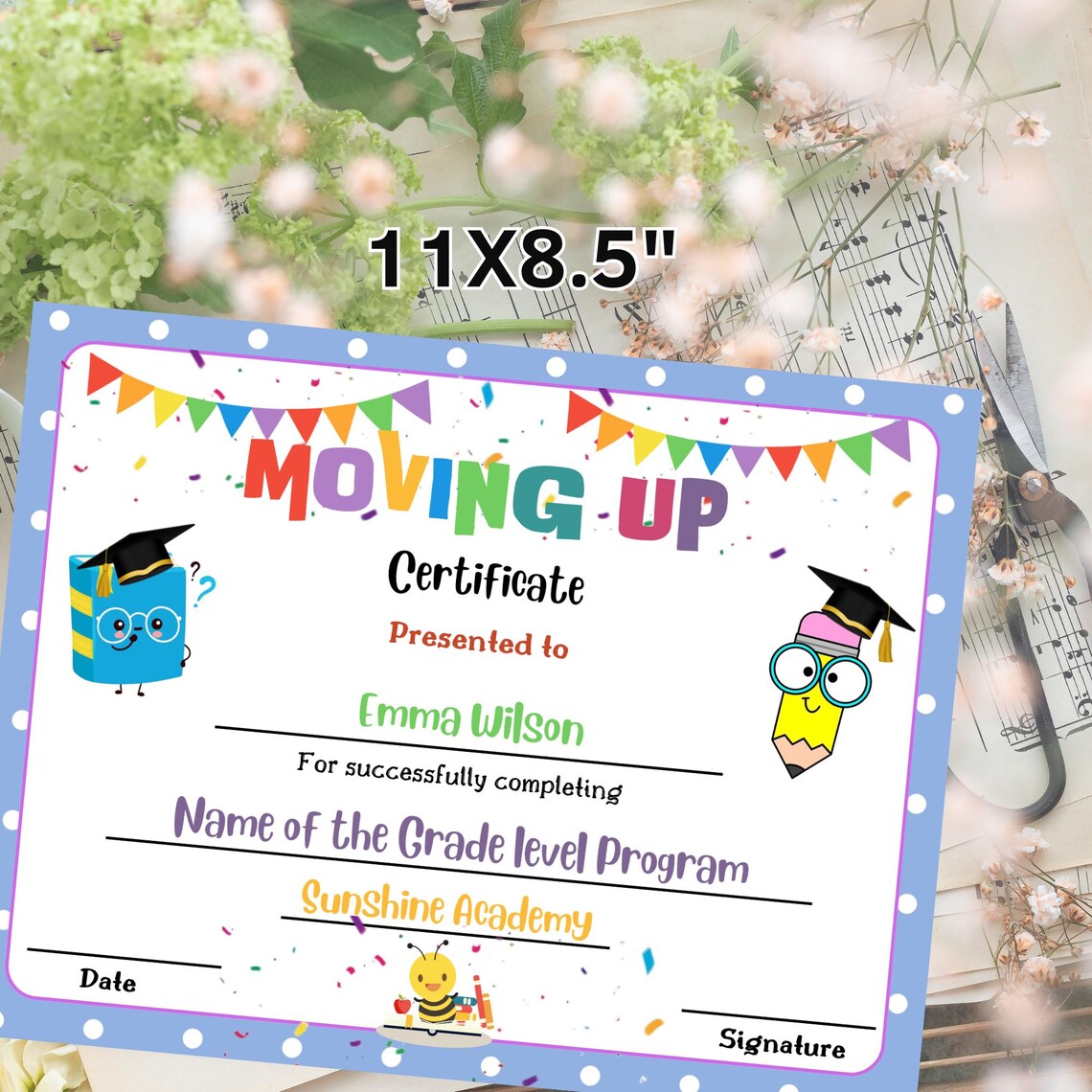 Editable Preschool Moving up Certificate: Kids School Award (digital ...