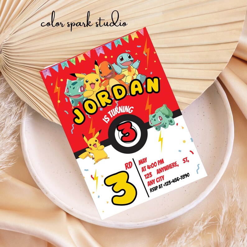 Printable Birthday Pokemon Invitation, Pikachu B-day Invite, Pokemone ...