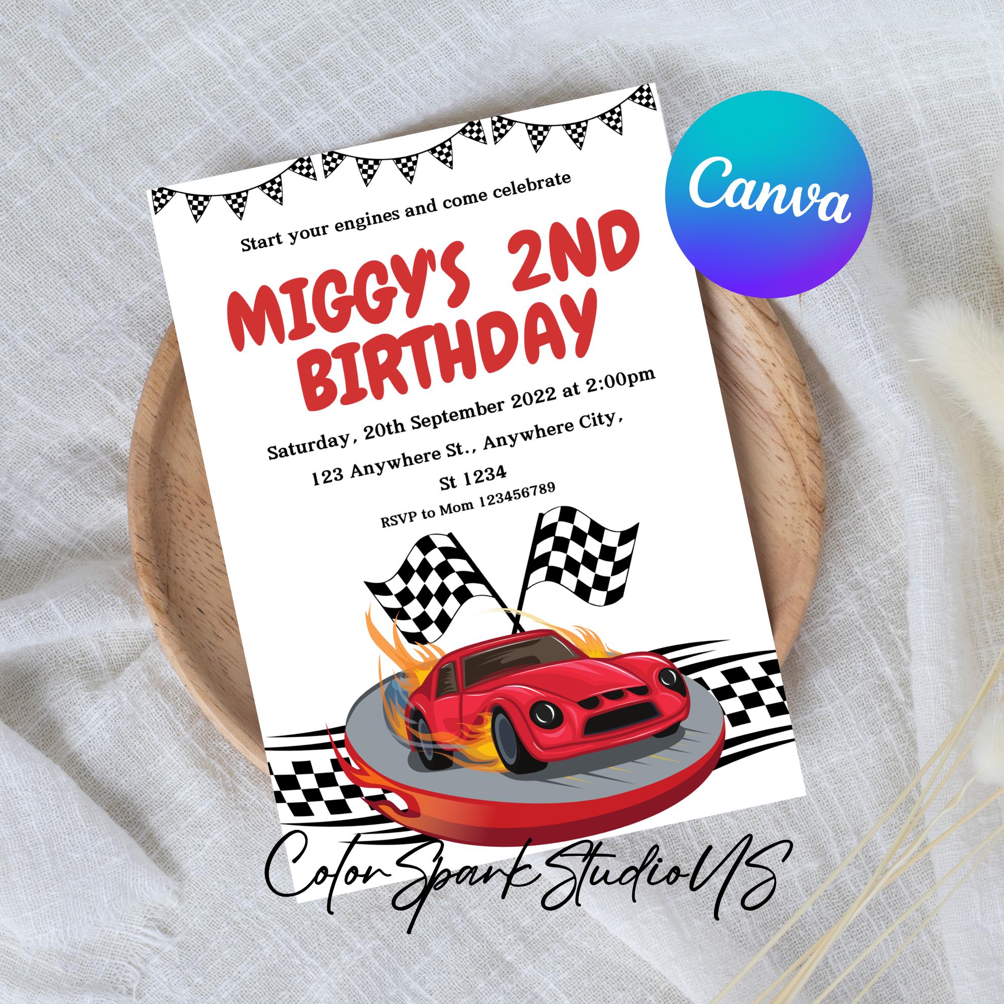 Race Car Invitation, Racing Birthday Party, Start Your Engines Invite ...