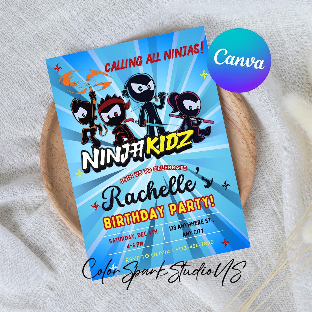 Ninja Kidz Birthday Invitation: Editable Printable Template (instant ...