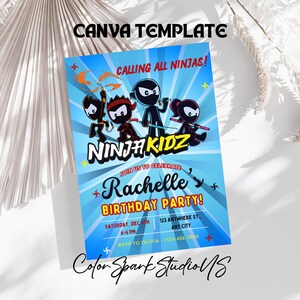 Ninja Kidz Birthday Invitation: Editable Printable Template (instant ...