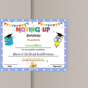 Editable Preschool Moving up Certificates, Kids School Award ...