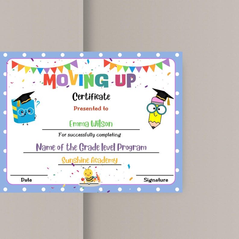 Editable Preschool Moving up Certificates, Kids School Award ...