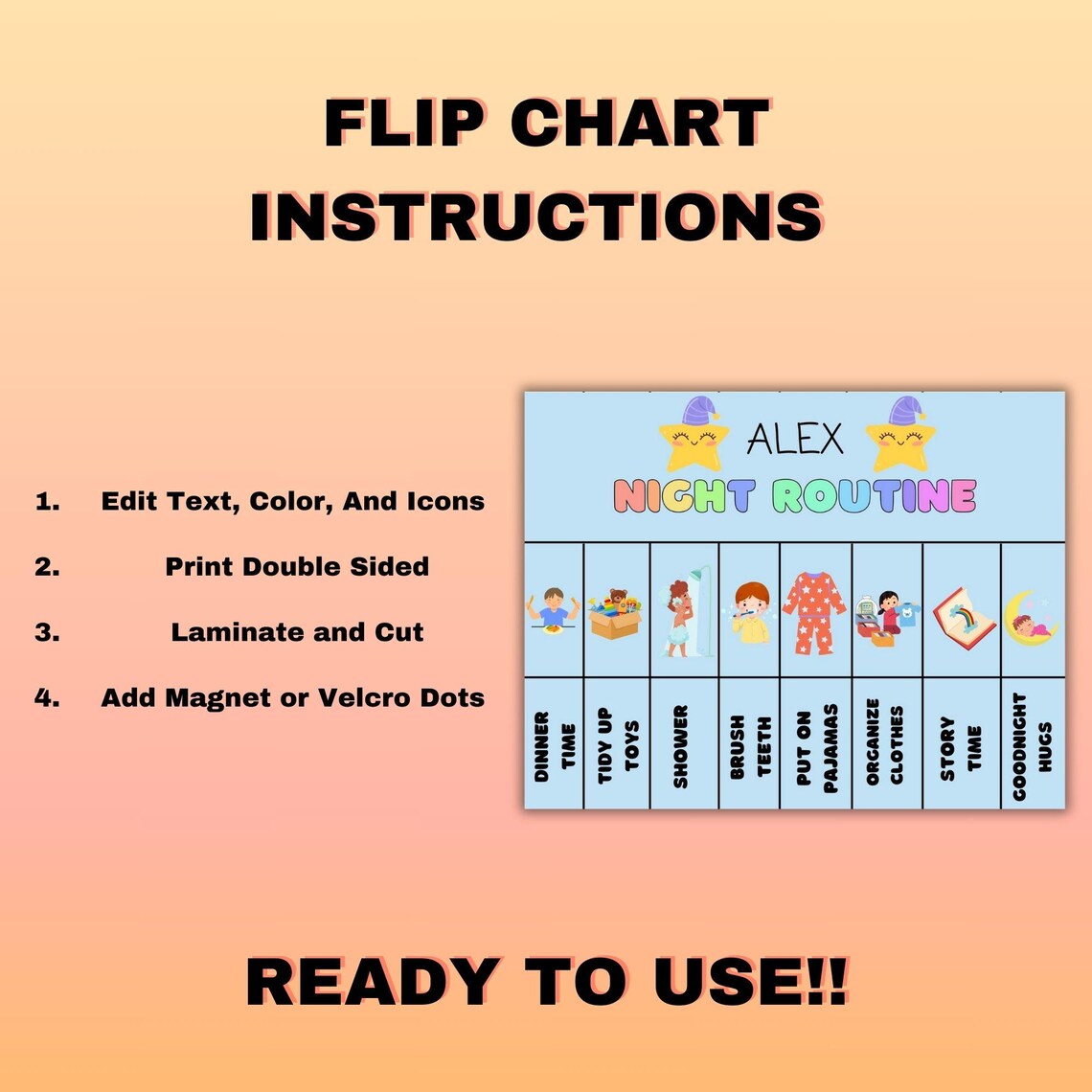 Bedtime Flip Routine Chart | Kids Flip Chart | Morning Routine Flip ...