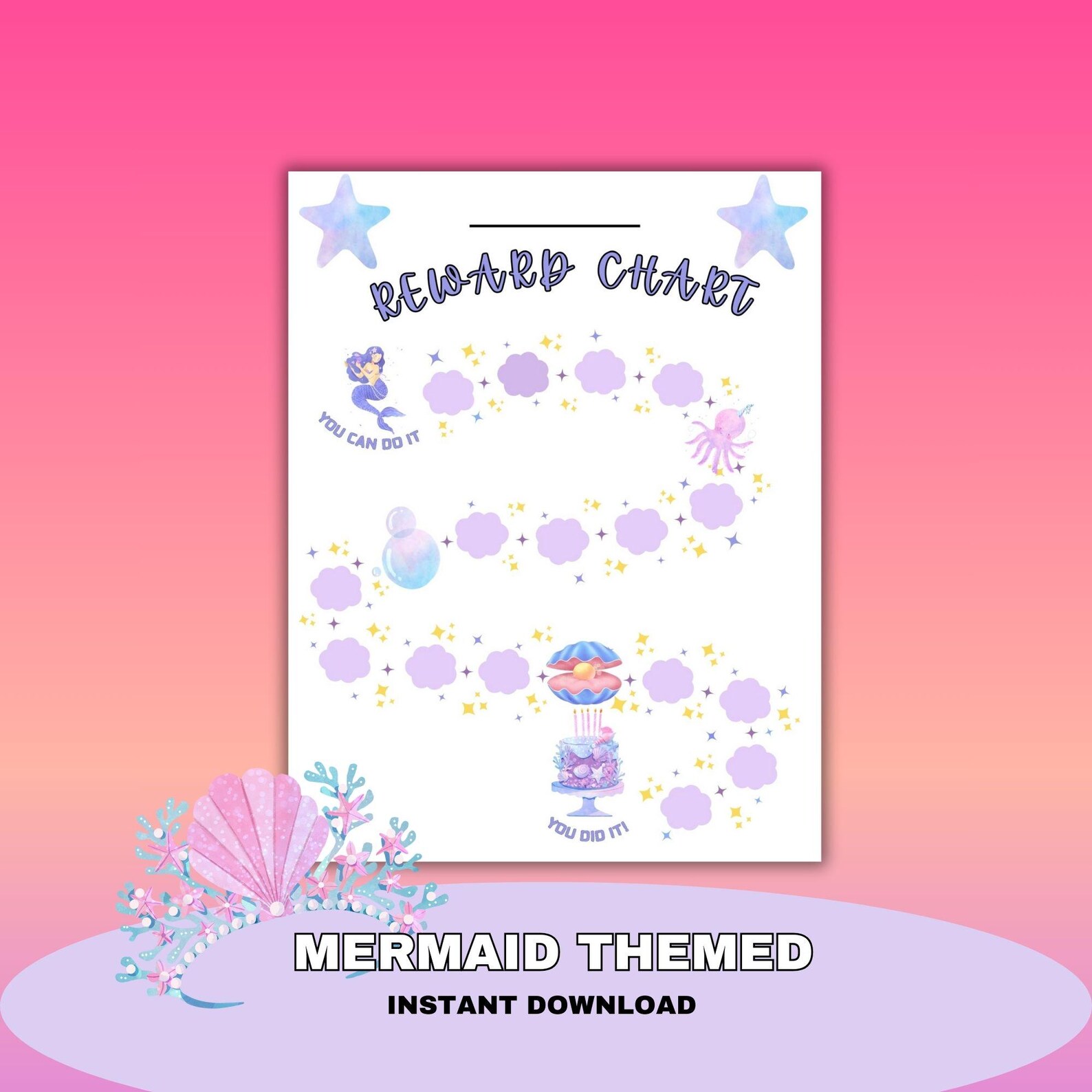Girls Reward Chart Digital Download Reward Chart Printable Kids Routine ...