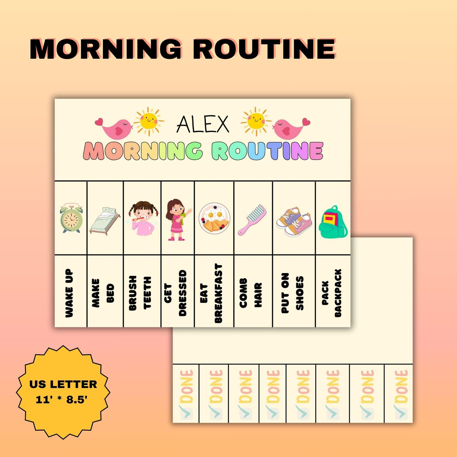 Bedtime Flip Routine Chart Kids Flip Chart Morning Routine Flip Chart ...