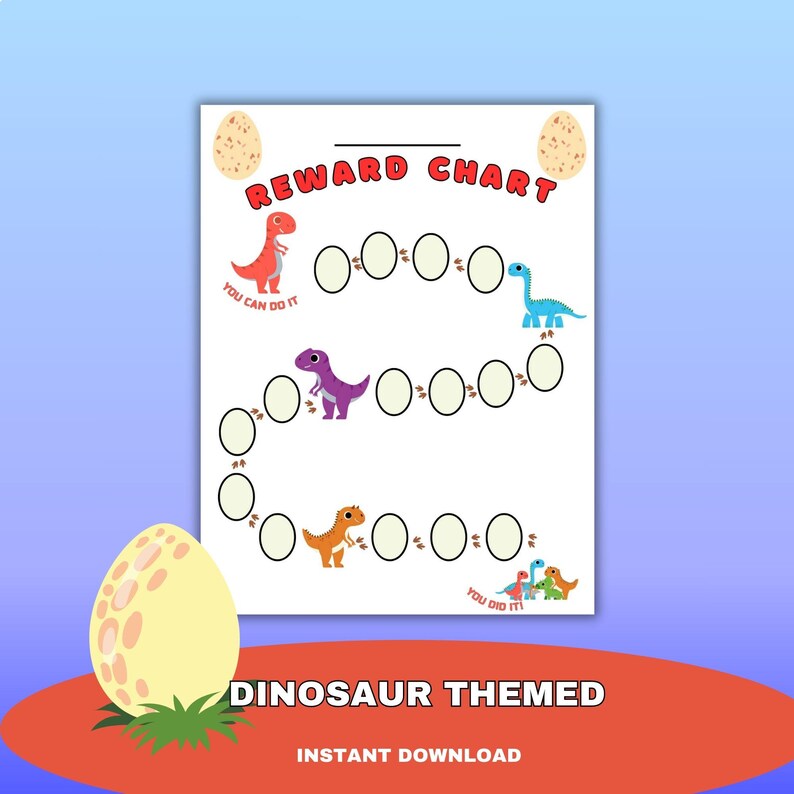 Boys Printable Chart| Printable Dinosaur Reward Chart | US Letter Size ...