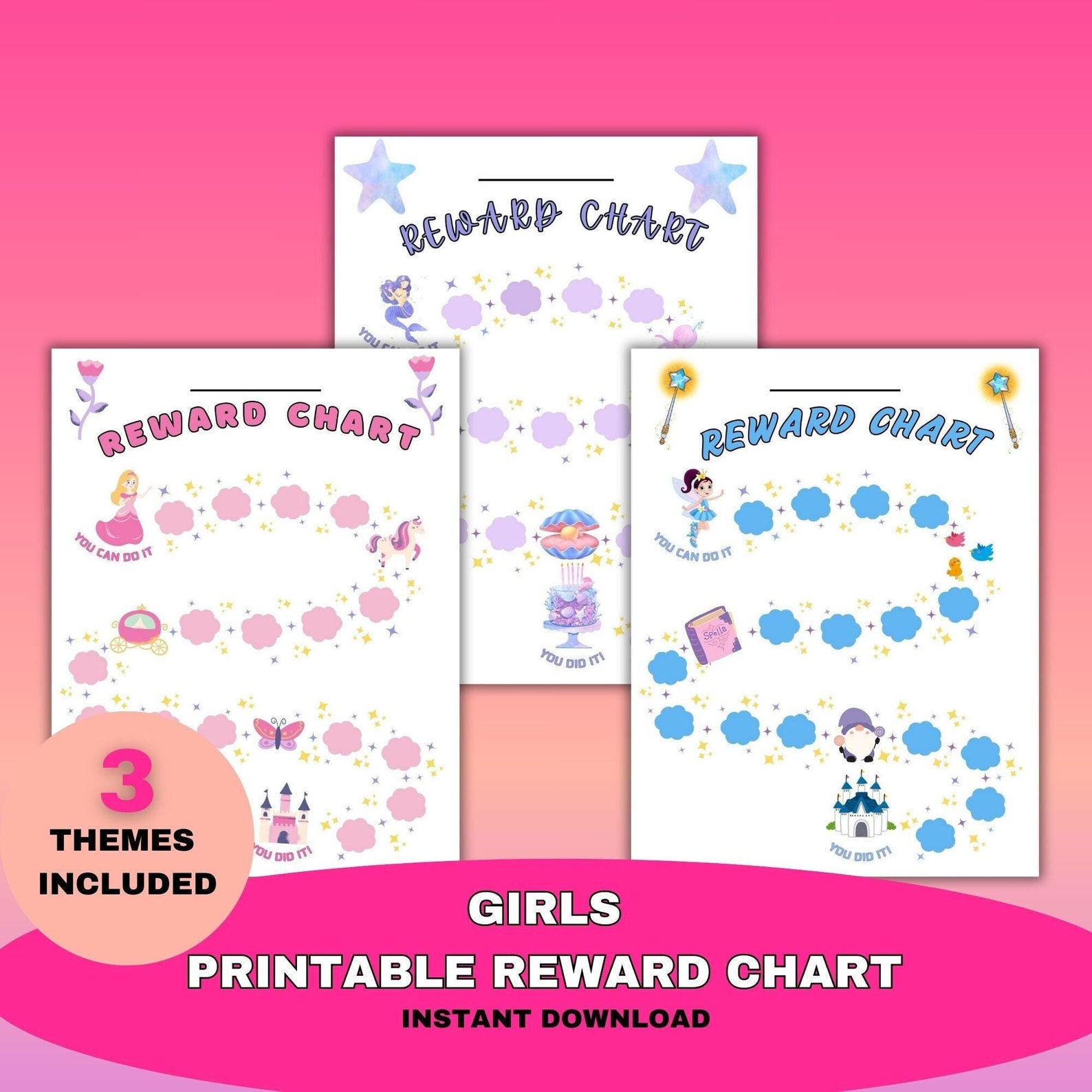 Girls Reward Chart| Digital Download | Reward Chart Printable | Kids ...