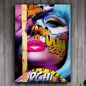 Pop Art Woman Canvas Painting, Woman Wall Painting, Pop Art Home Decor ...