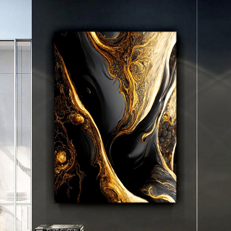 Black And Gold Abstract Art Etsy