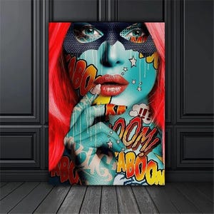 Pop Art Woman Canvas Painting, Pop Art Wall Painting, Woman Home Decor ...
