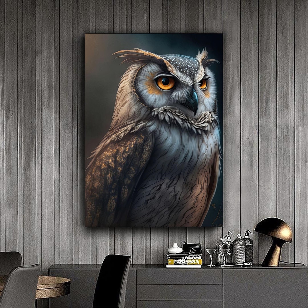 Owl Canvas Print, Animal Wall Painting, Animal Home Decor, Modern ...