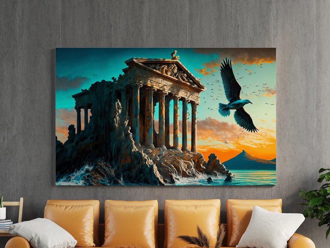 Greek Temple Canvas Painting, Olympus Wall Painting, Mythology Home ...