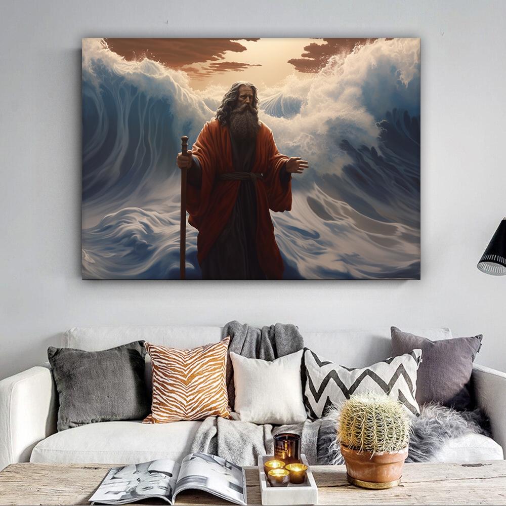 Prophet Moses Canvas Painting, Prophet Moses Wall Painting, Modern Home ...
