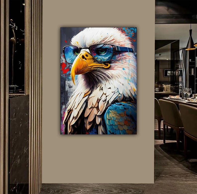 Eagle Canvas Painting, Eagle Wall Painting, Animal Home Decor, Eagle ...