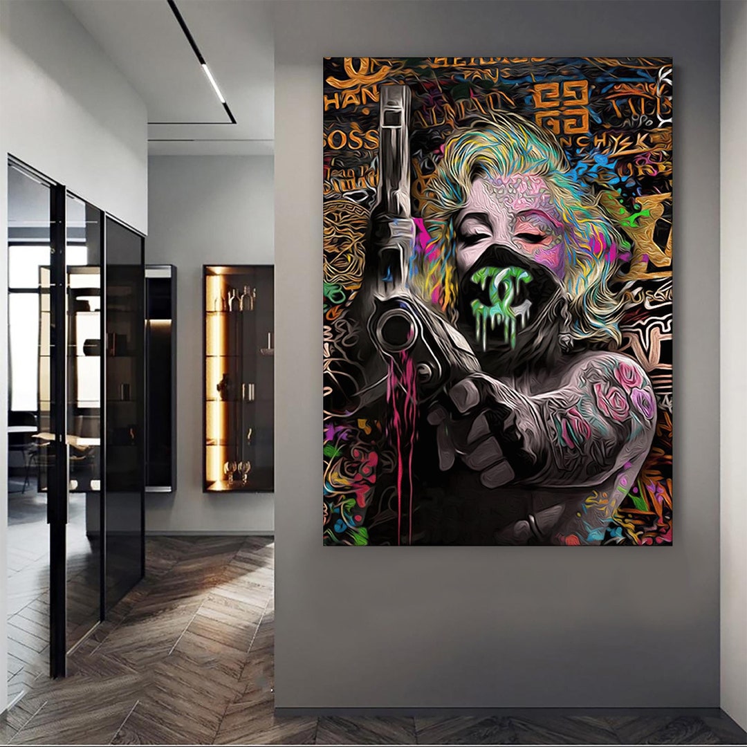 Mafia Woman Canvas Painting, Woman Art Wall Painting, Woman Home Decor ...