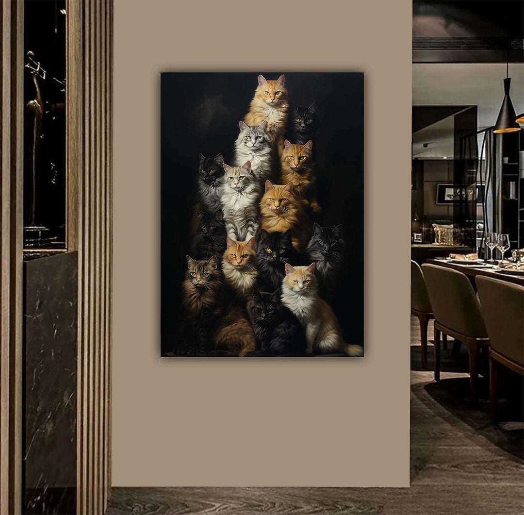 Cats Canvas Painting, Cat Wall Painting, Animal Home Decor, Modern ...