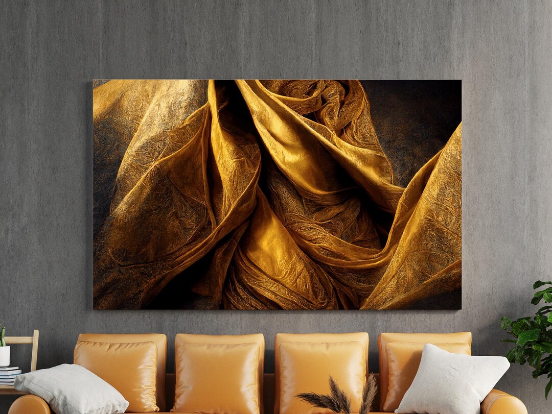 Gold Canvas Painting, Gold Wall Painting, Gold Home Decor, Modern ...
