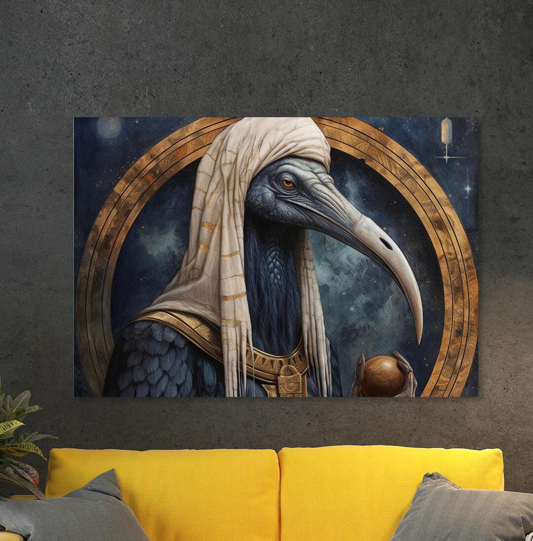 Thoth Egyptian God Canvas Painting, Egyptian Wall Painting, Home Decor ...